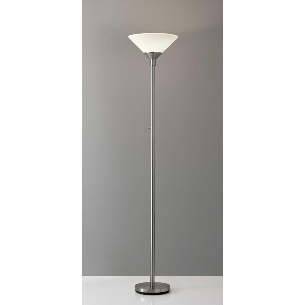 73" Silver Torchiere Floor Lamp With White Acrylic Cone Shade - Walmart.com