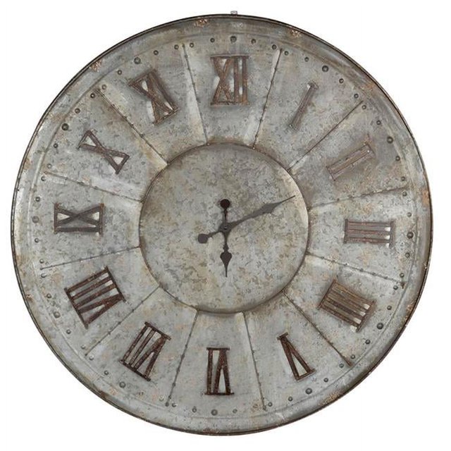 HomeRoots Oversized Rustic Galvanized Metal Round Wall Clock - Walmart.com