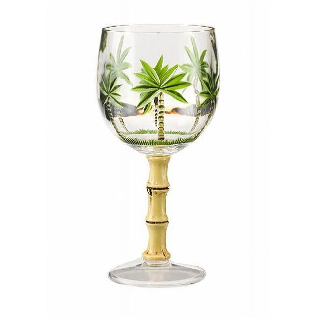 HomeRoots Palm Tree Acrylic Stemmed All Purpose Wine Glasses, Clear ...