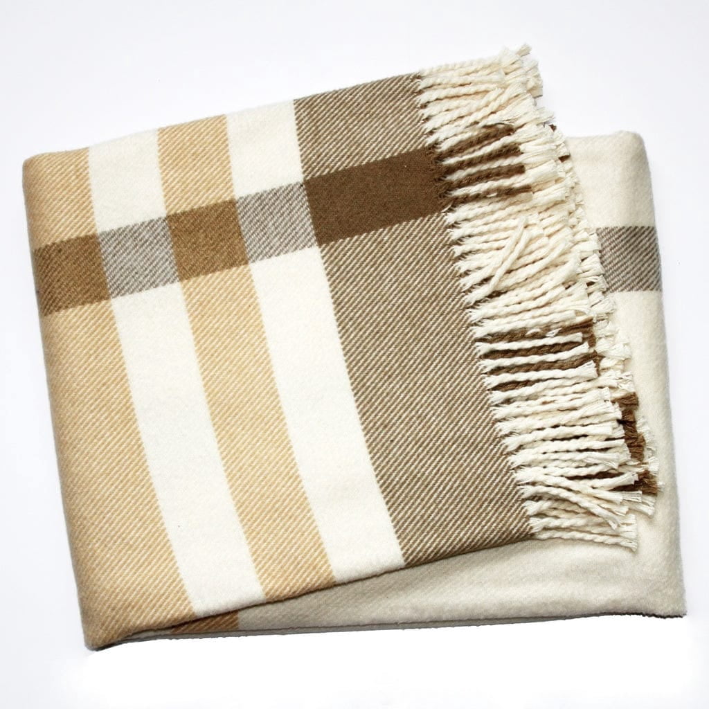 HomeRoots Plush Multi Beige Plaid Throw Blanket with Tassels - Walmart.com