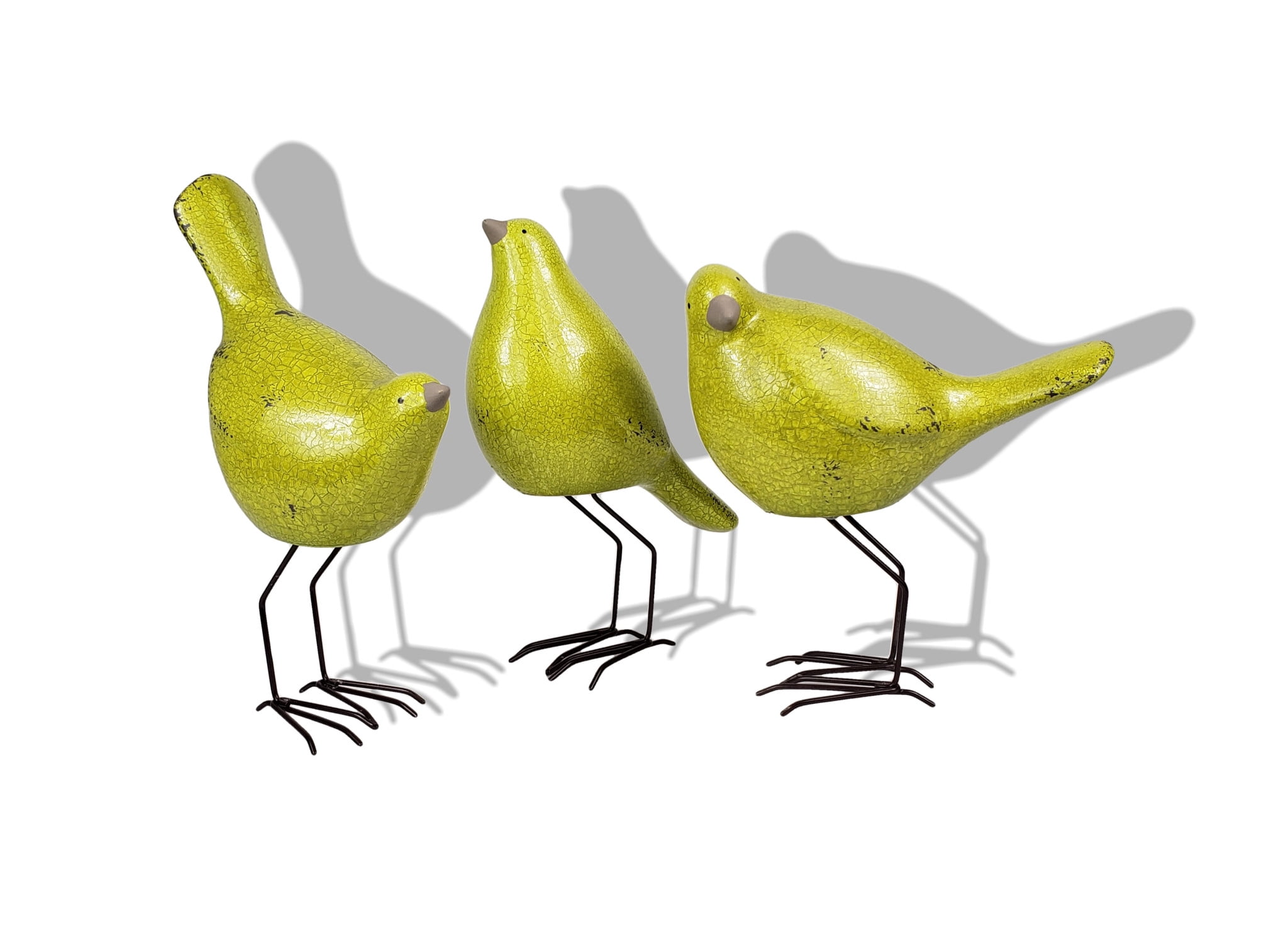 HomeRoots 520809 Polyresin & Metal Bird Sculptures, Lemongrass Green ...