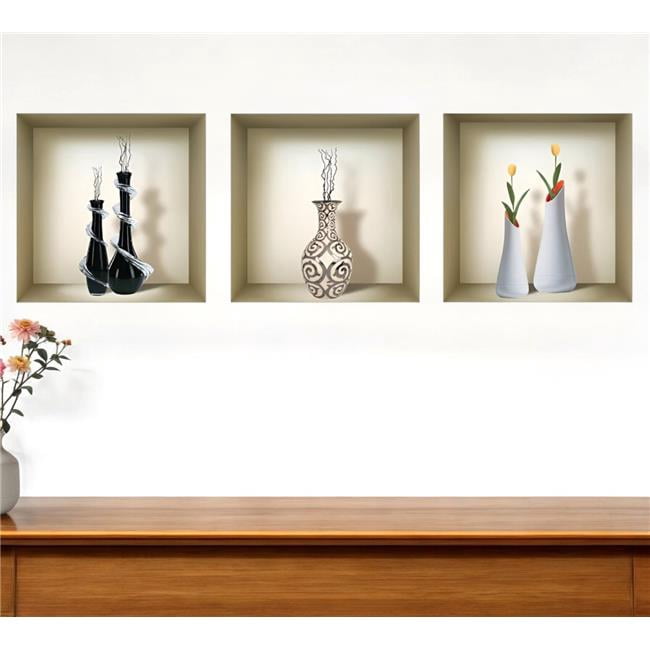 HomeRoots 565415 Ray Faux Niche 3D Peel & Stick Wall Decals - Set of 3 ...