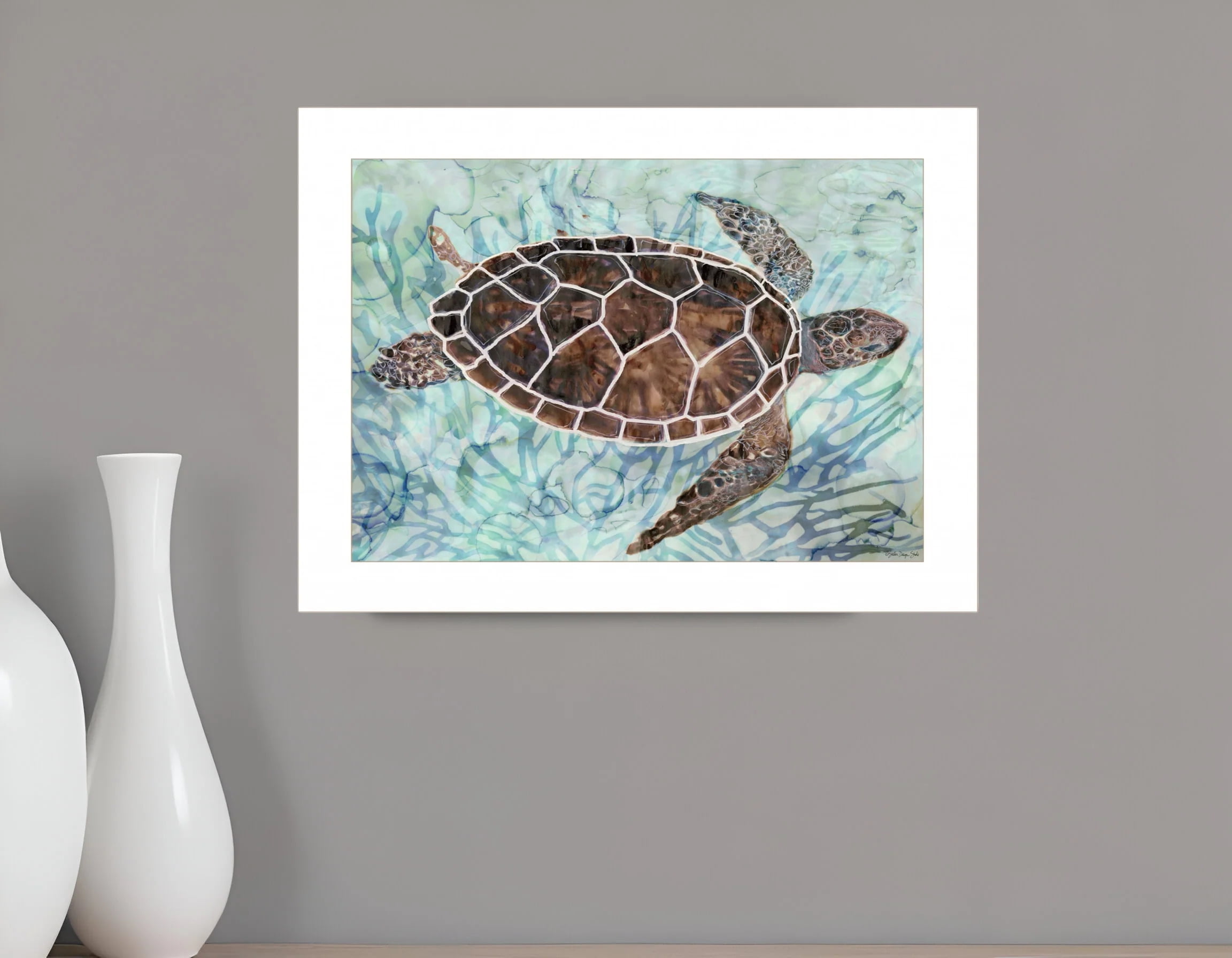 HomeRoots Sea Turtles Collage 1 White Framed Print Wall Art - Walmart ...