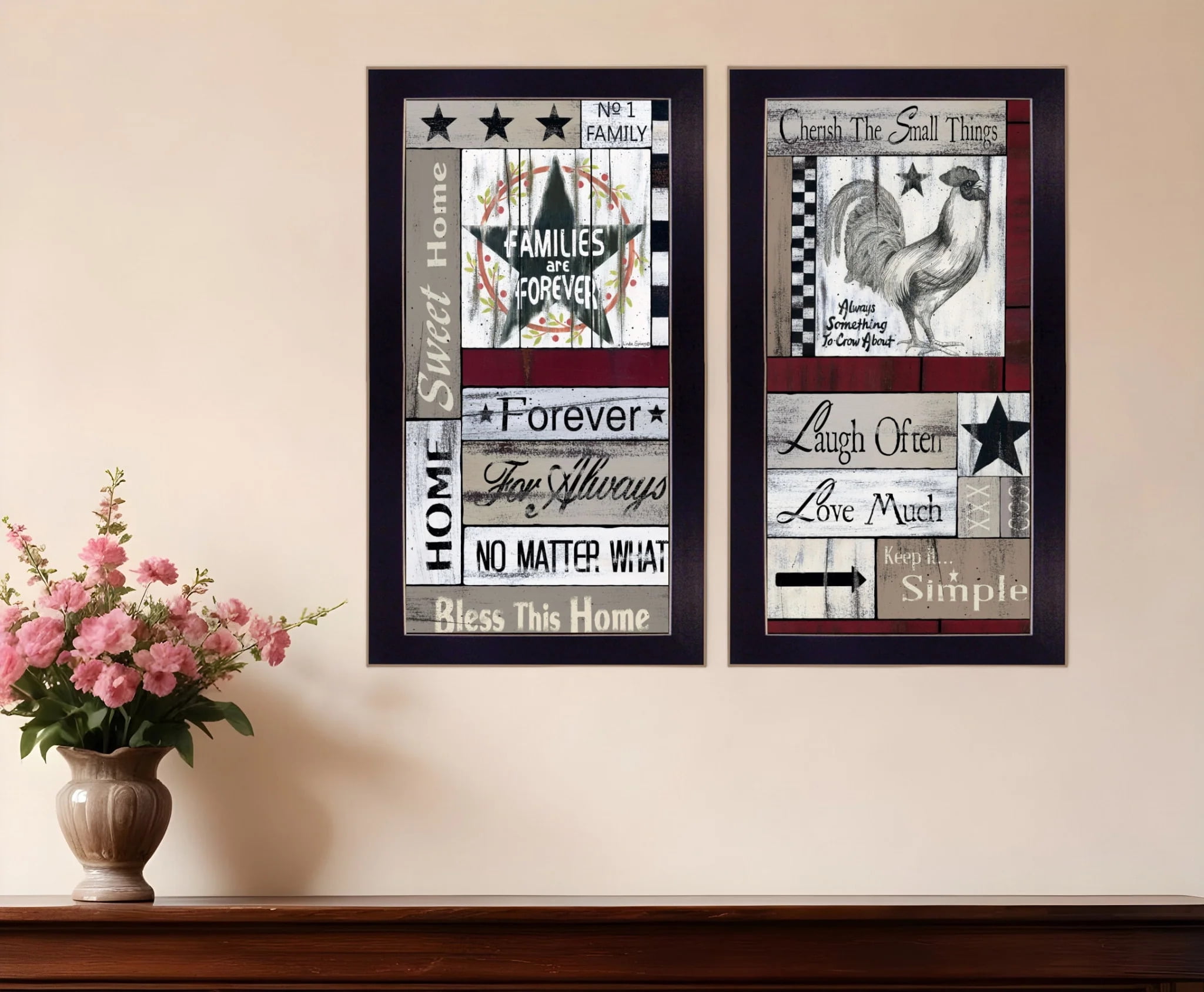 HomeRoots Set Of Two Family Wisdom Cherish The Small Things Black ...