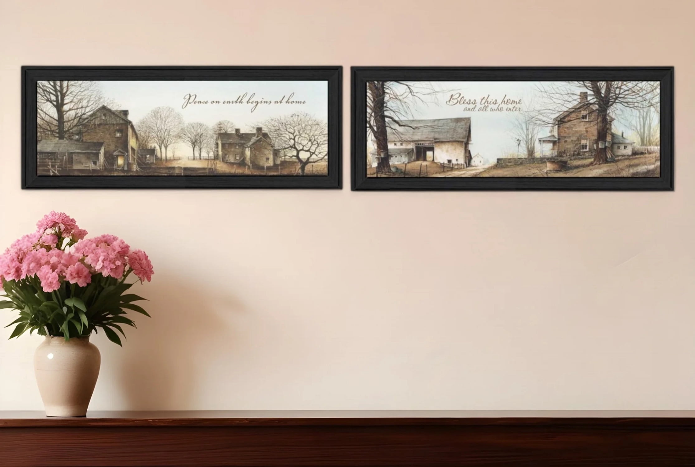 HomeRoots Set Of Two Farms Black Framed Print Wall Art - Walmart.com