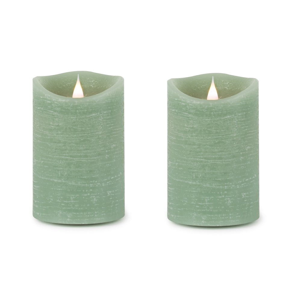 HomeRoots Set Of Two Green Flameless Pillar Candle - Walmart.com