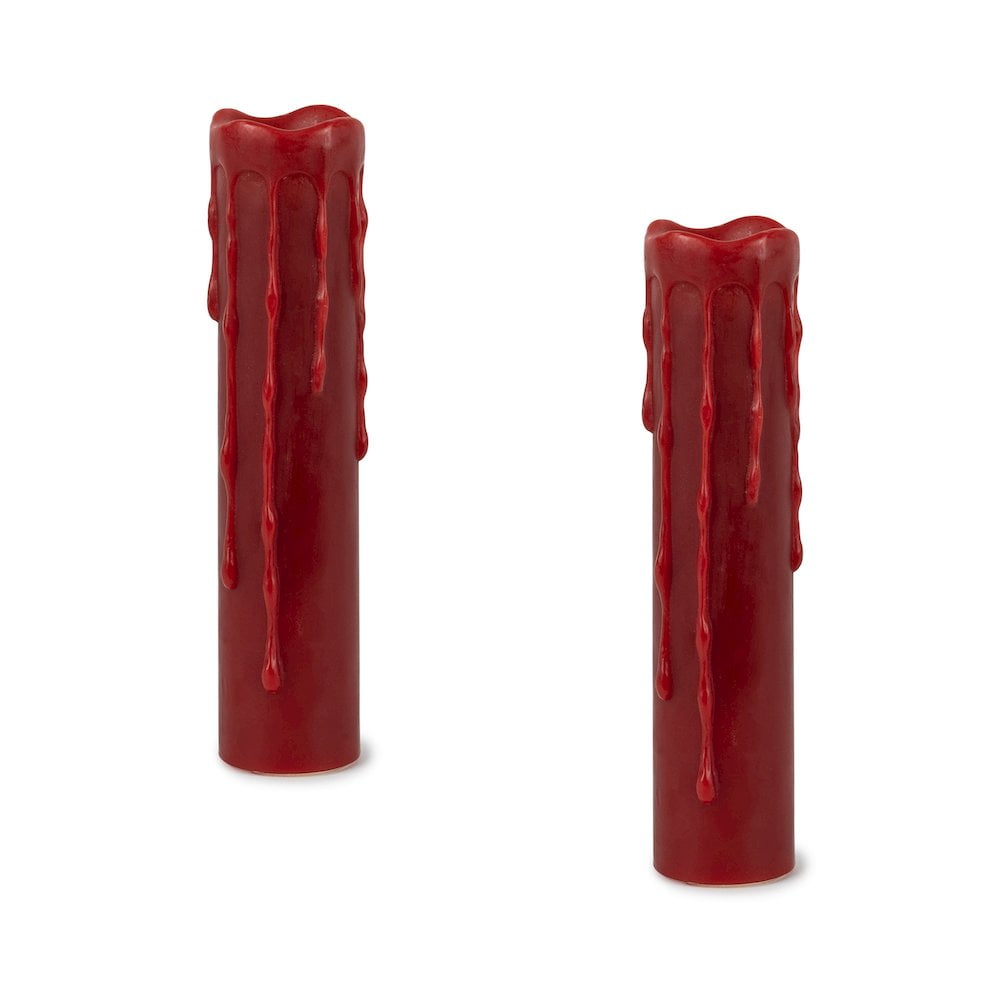 HomeRoots Set Of Two Red Flameless Pillar Candle - Walmart.com