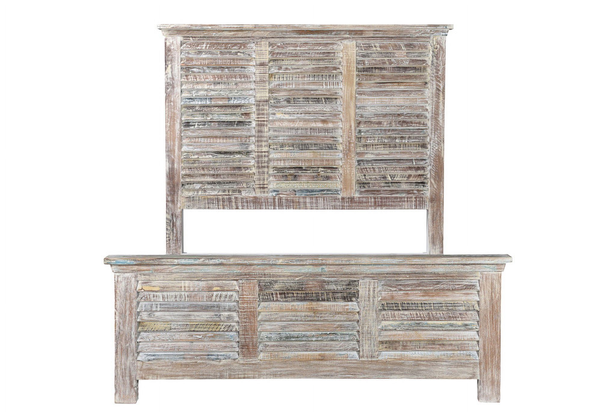 HomeRoots Shutter Solid Wood Bed, Gray - King Size - Walmart.com
