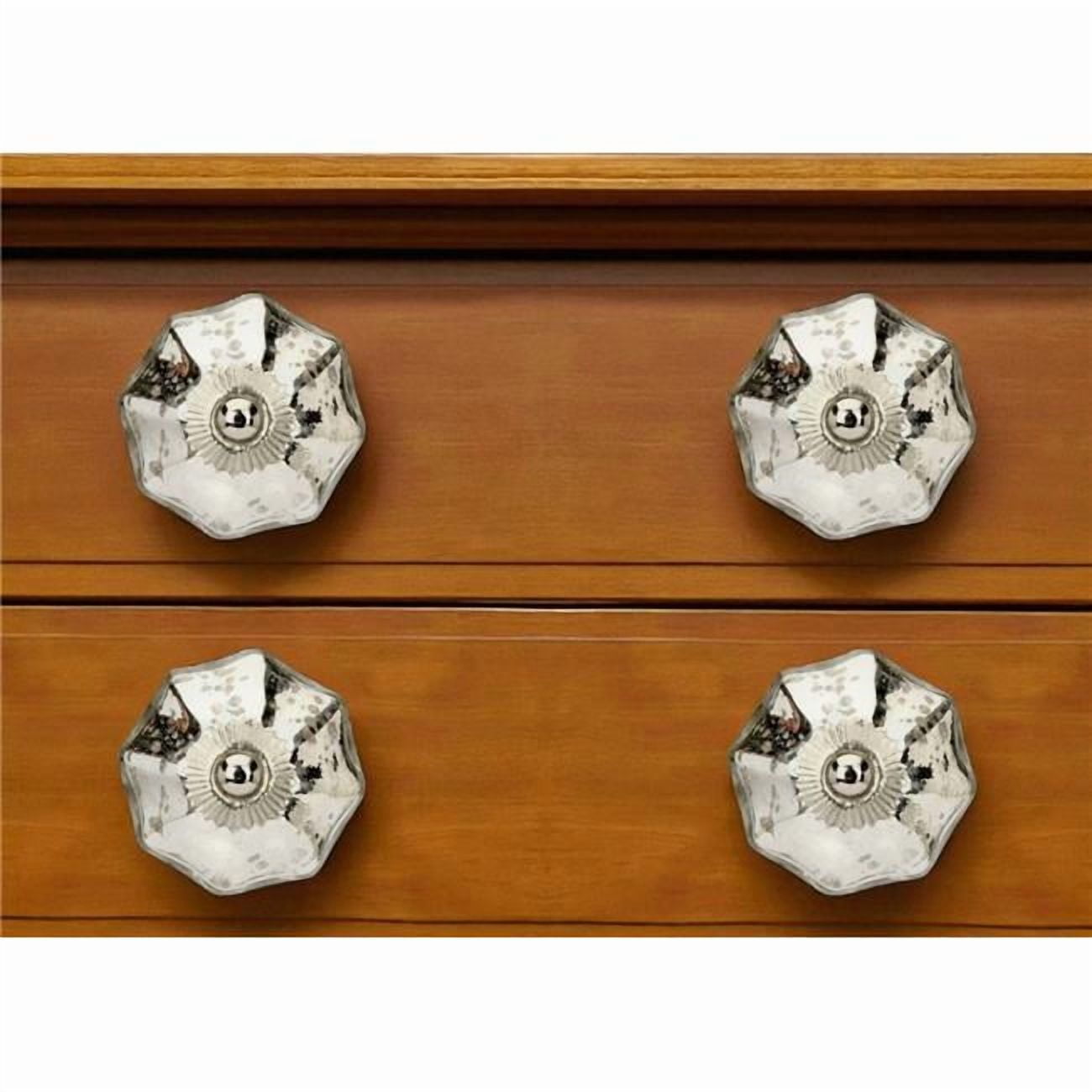 HomeRoots 635794 Silver Faceted Mercury Glass Drawer Pull Knobs - Set ...