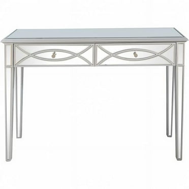DecMode 42" x 31" Silver Wood Beveled Mirrored Console Table with ...
