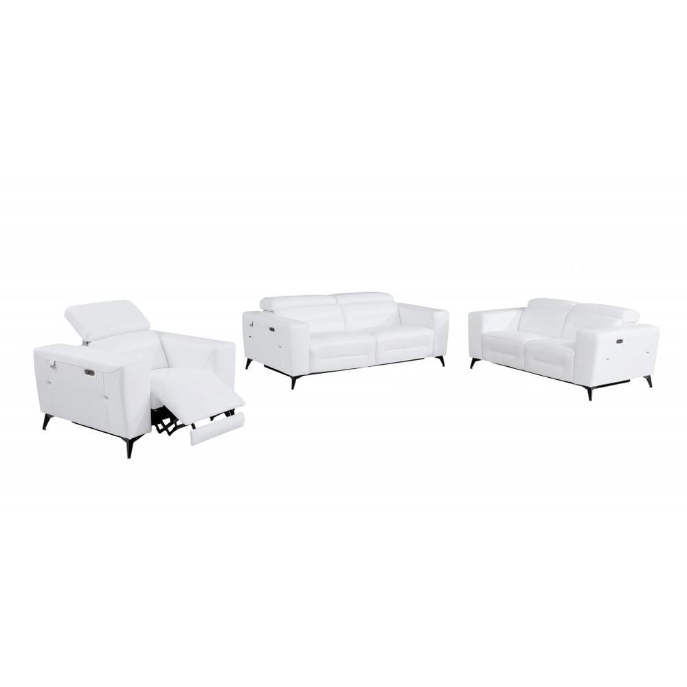 HomeRoots Three Piece Indoor White Italian Leather Six Person Seating ...