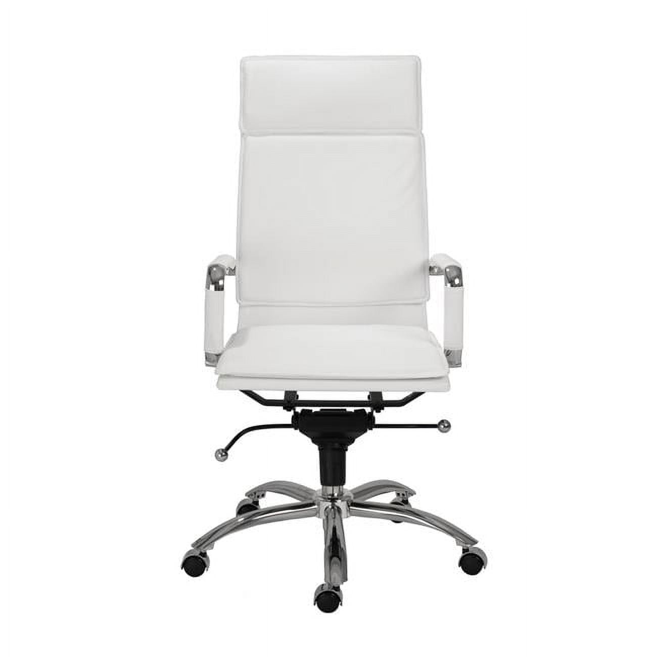 HomeRoots White High Back Office Chair with Chromed Steel Base, 26.38 x ...