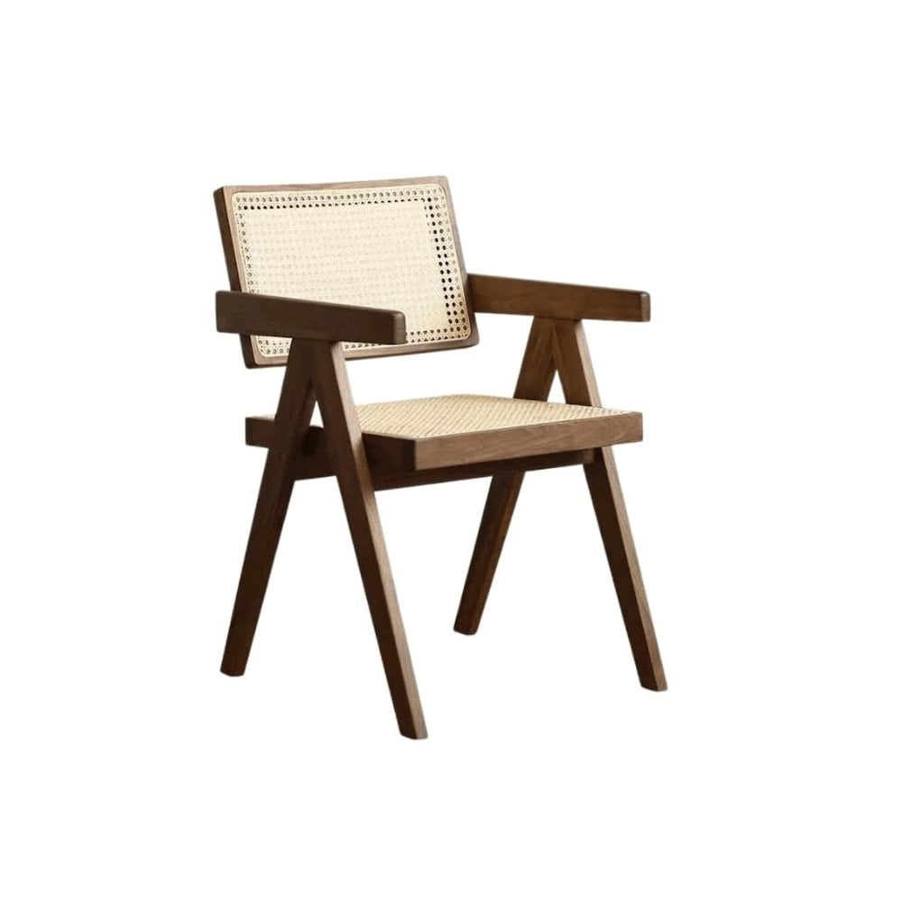 HomeRoots Yellow And Brown Rattan Cross Back Arm Chair - Walmart.com