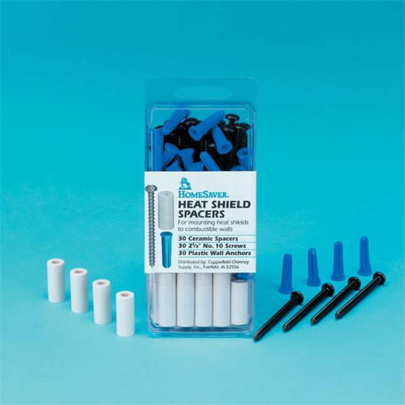 HomeSaver Heat Shield Spacers, 30 Pack, 2.5" Long, Screws, & 30 Plastic ...