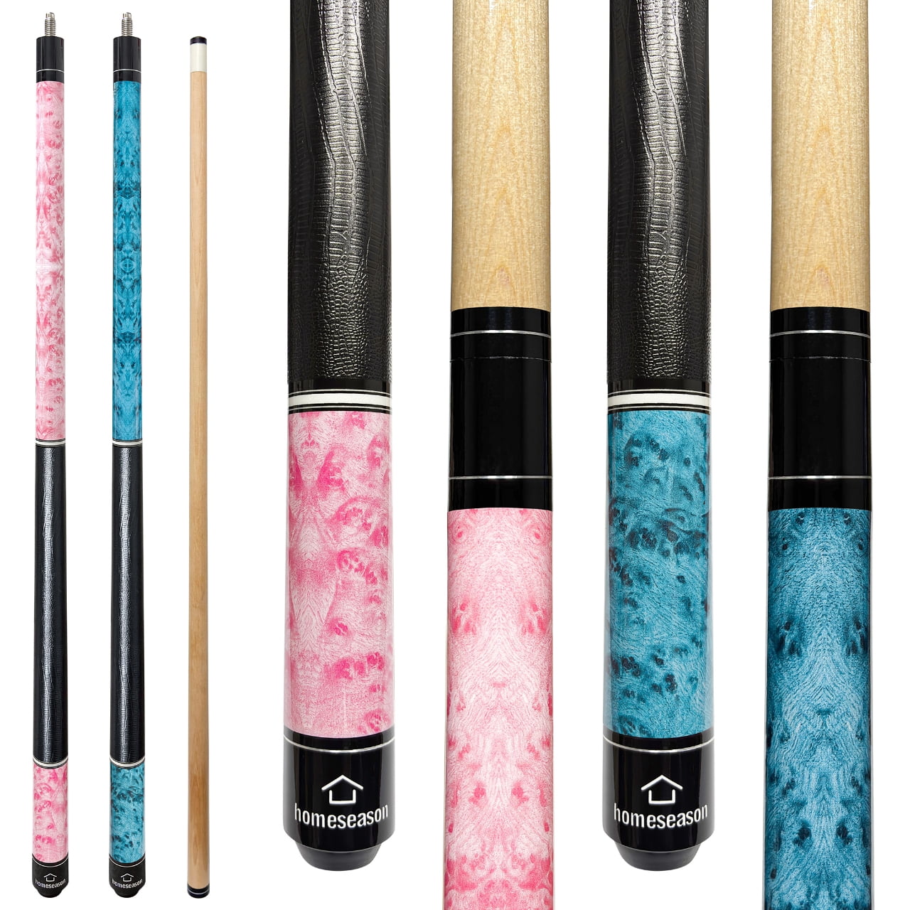 HomeSeason 2-Pack 58 inch Pool Cue Stick 18-19oz 13mm Tip Billiard Cue ...