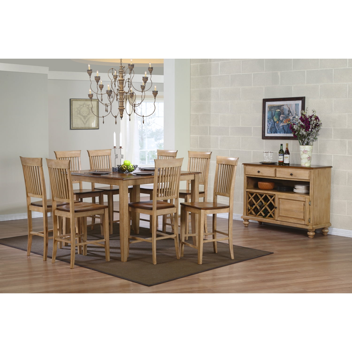 HomeStock 10 Piece 48" Square Pub Set With Fancy Slat Stools , Counter ...