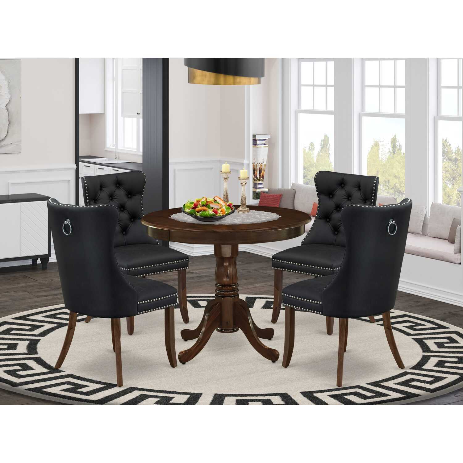 HomeStock 12 5 Piece Kitchen Table Set Includes A Round Dining Table ...
