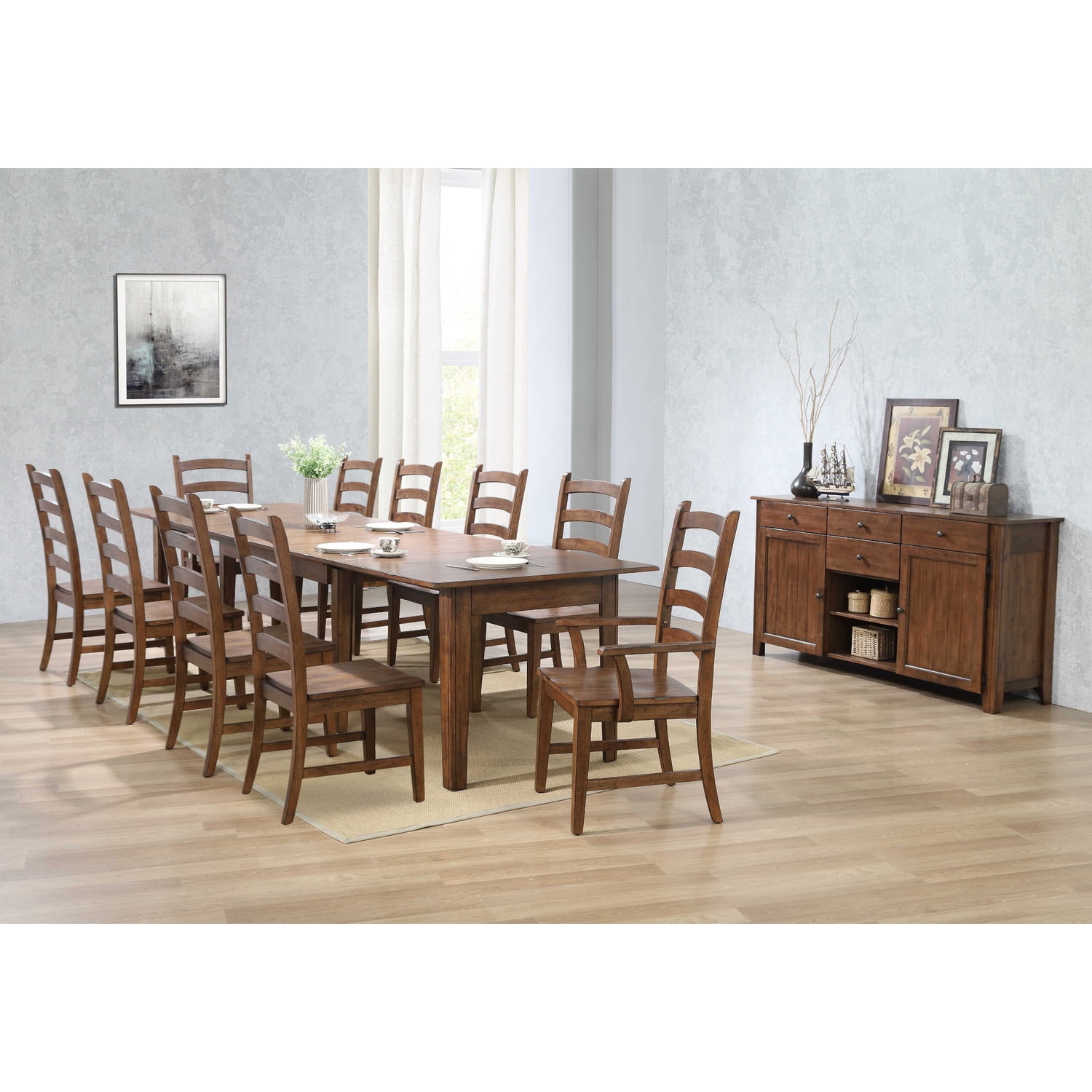 Extendable Dining Table Set for 12 - Rectangular Table with Sideboard ...