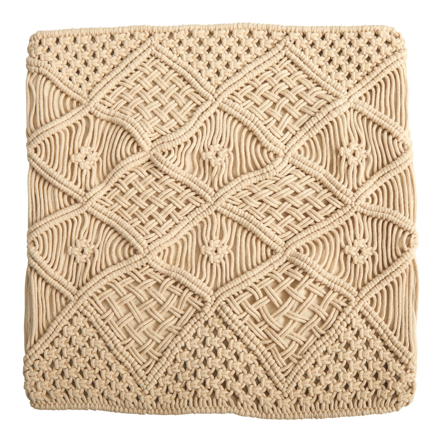 HomeStock 18In. Country Cottage Cross Woven Macrame Decorative Pillow ...