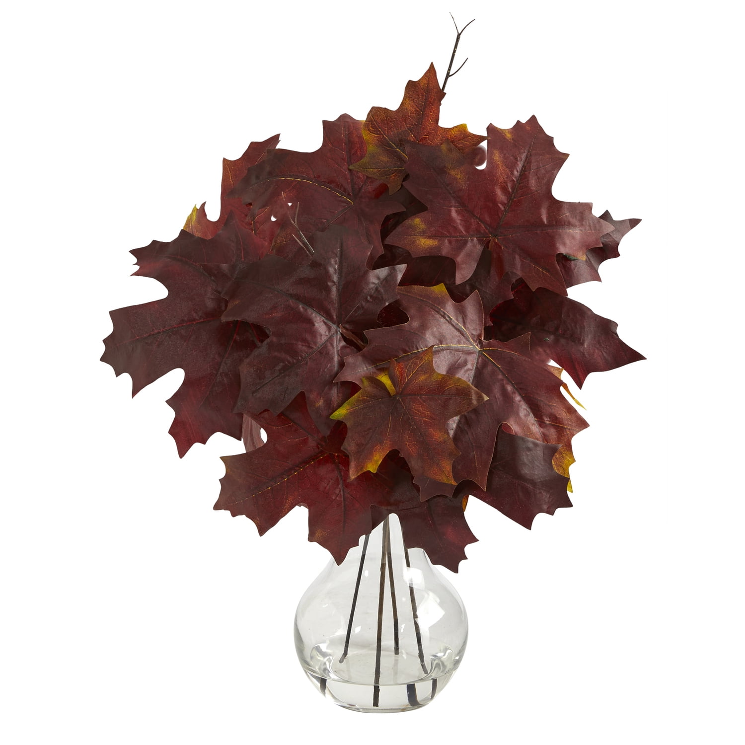 HomeStock 18In. Modern Marvel Maple Leaf Artificial Plant In Glass ...