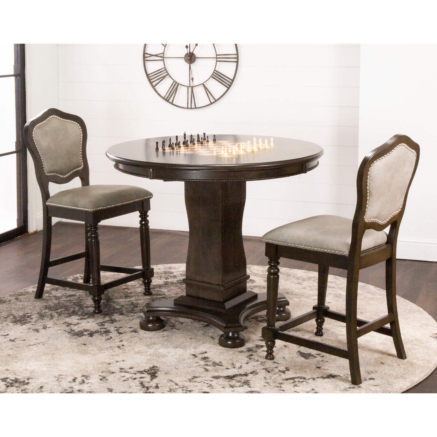 HomeStock 3 Piece 42.5" Round Counter Height Dining, Chess And Poker ...