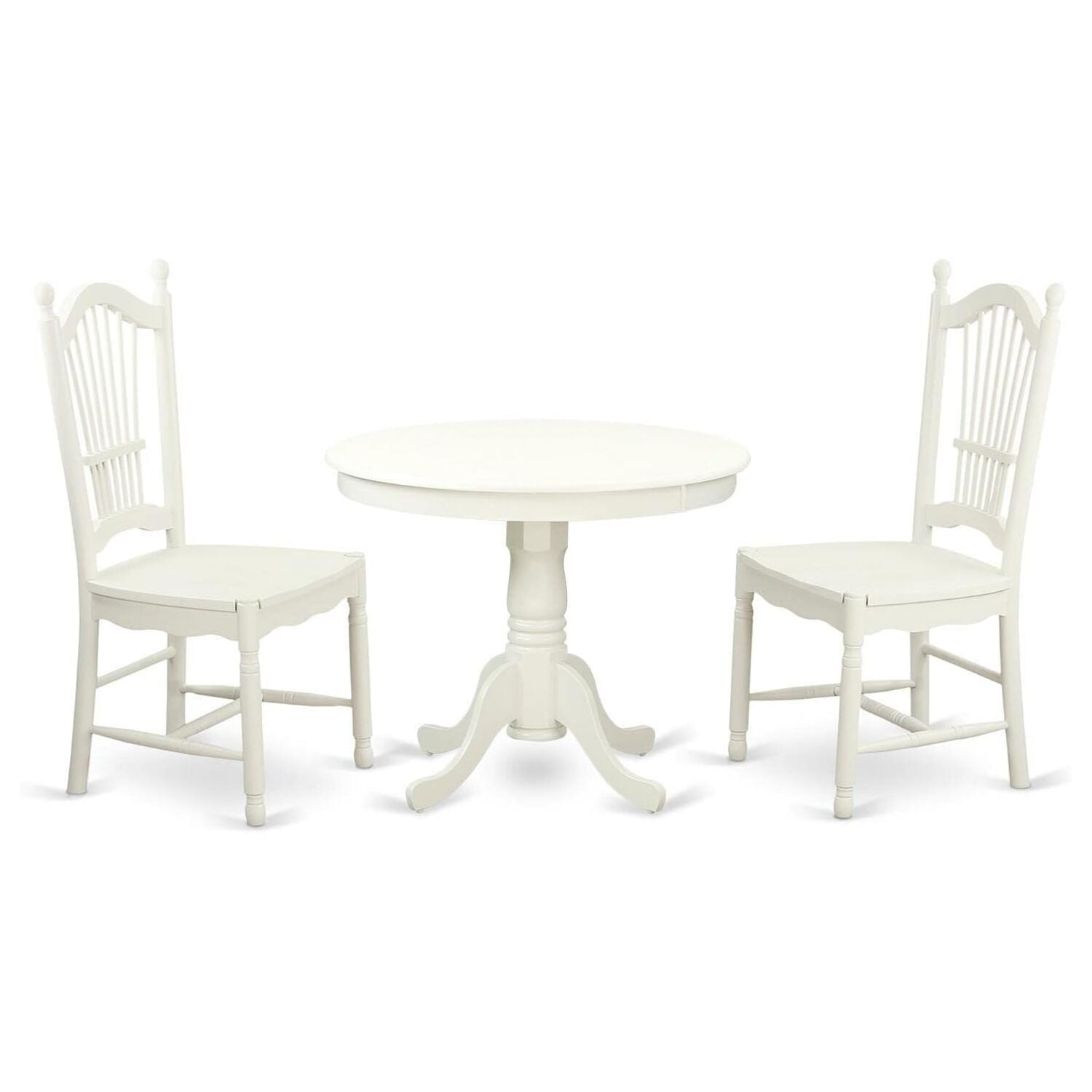 HomeStock 3-Piece Round Kitchen Table Set, Linen White Finish, 36 ...