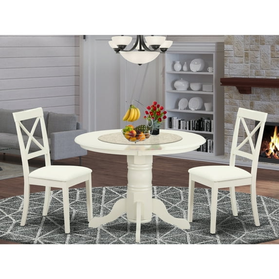 3 Piece Dinette Set - Round Kitchen Table & 2 Dining Chairs - Small ...