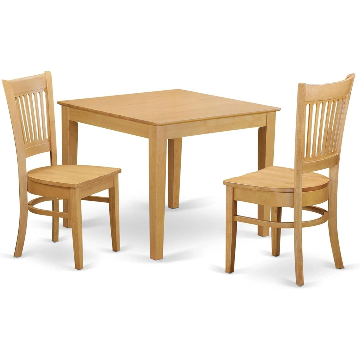 HomeStock 3-Piece Square Kitchen Dining Room Set, Oak Finish, 36 ...