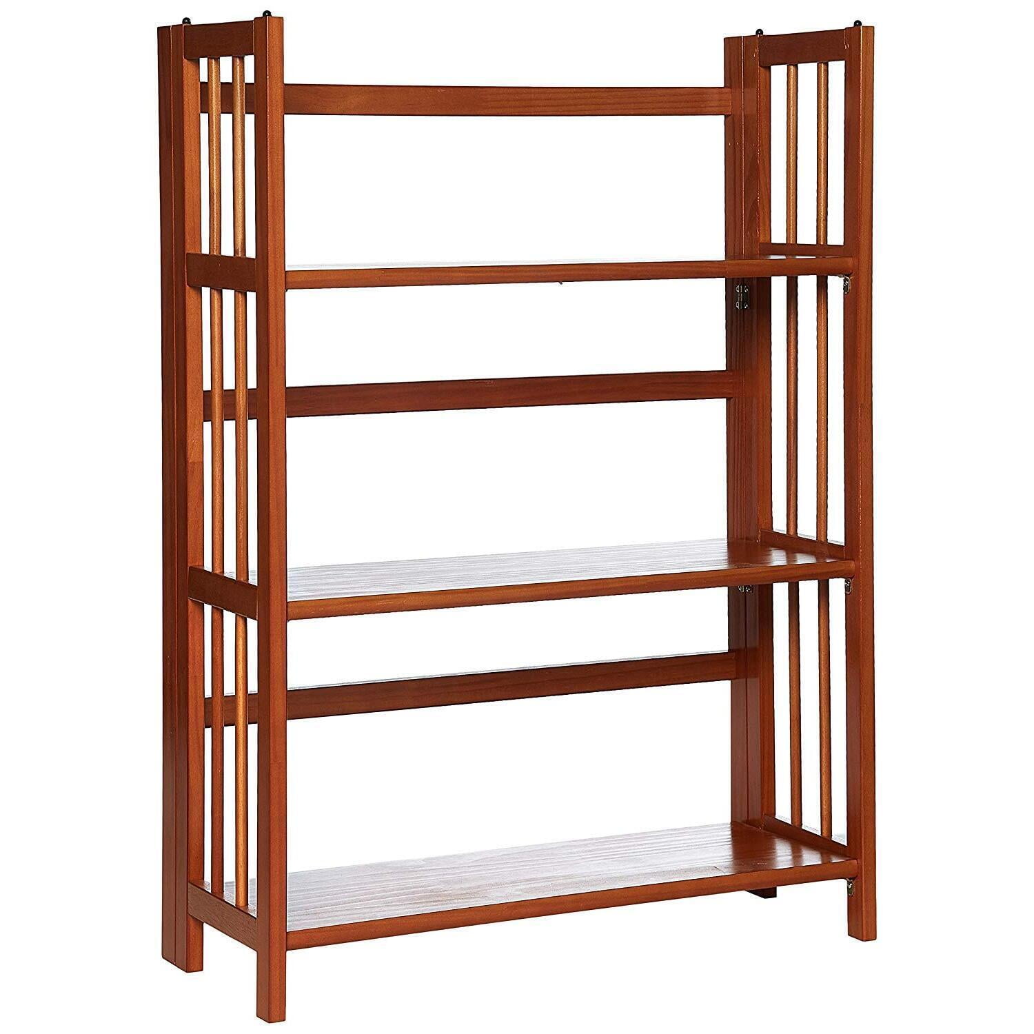 HomeStock 3-Shelf Folding Stackable Bookcase 27.5" Wide,Honey Oak ...
