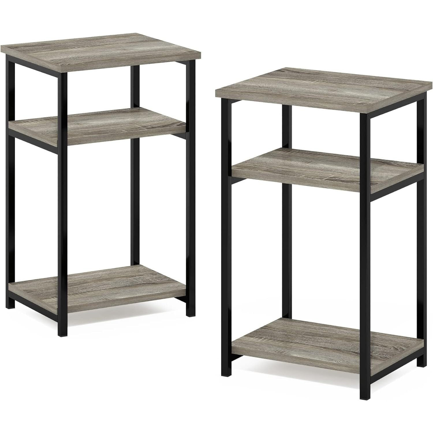 3-Tier Metal Frame End Table With Storage Shelves - Finish:Amber Pine ...