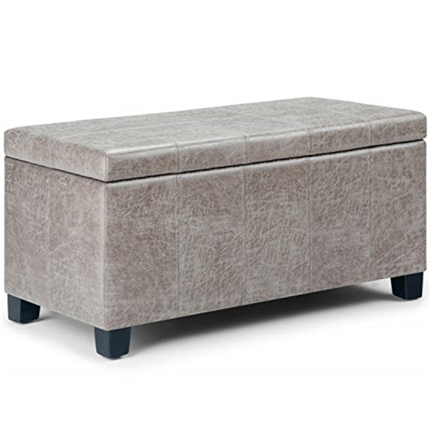 Storage Ottoman Bench - 36 Inch Rectangle Faux Leather - Lift Top ...