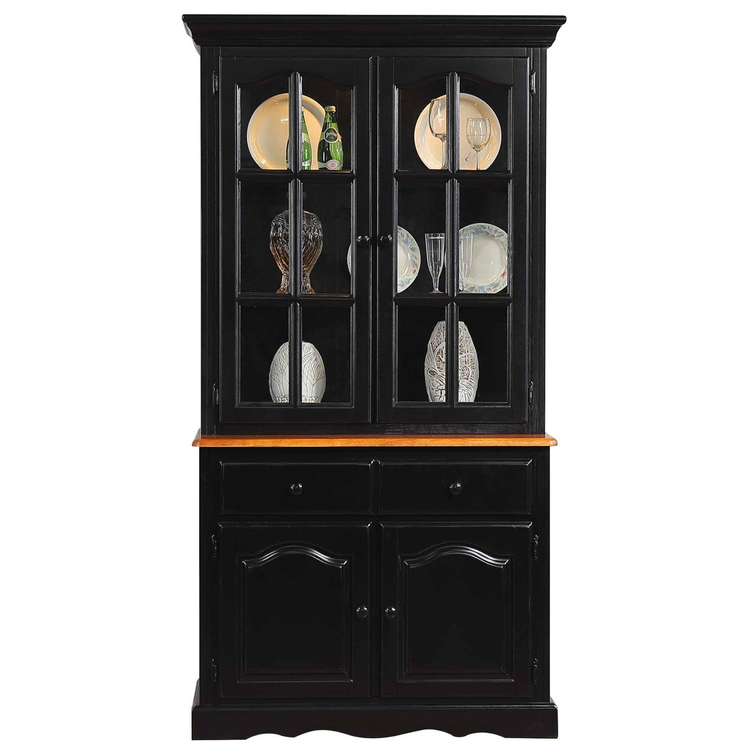 HomeStock 38"W China Cabinet With Glass Doors , Buffet And Lighted ...