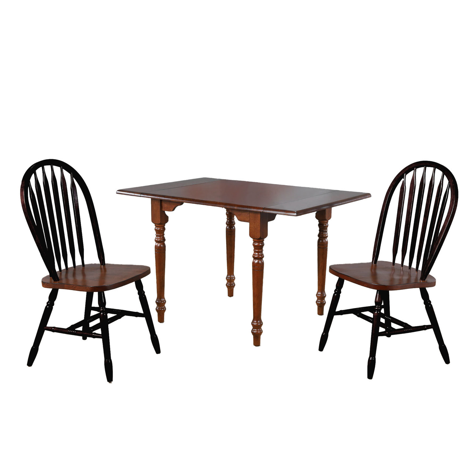 HomeStock 3Pc 34-48" Rectangular Expandable Solid Wood Dining Set ...