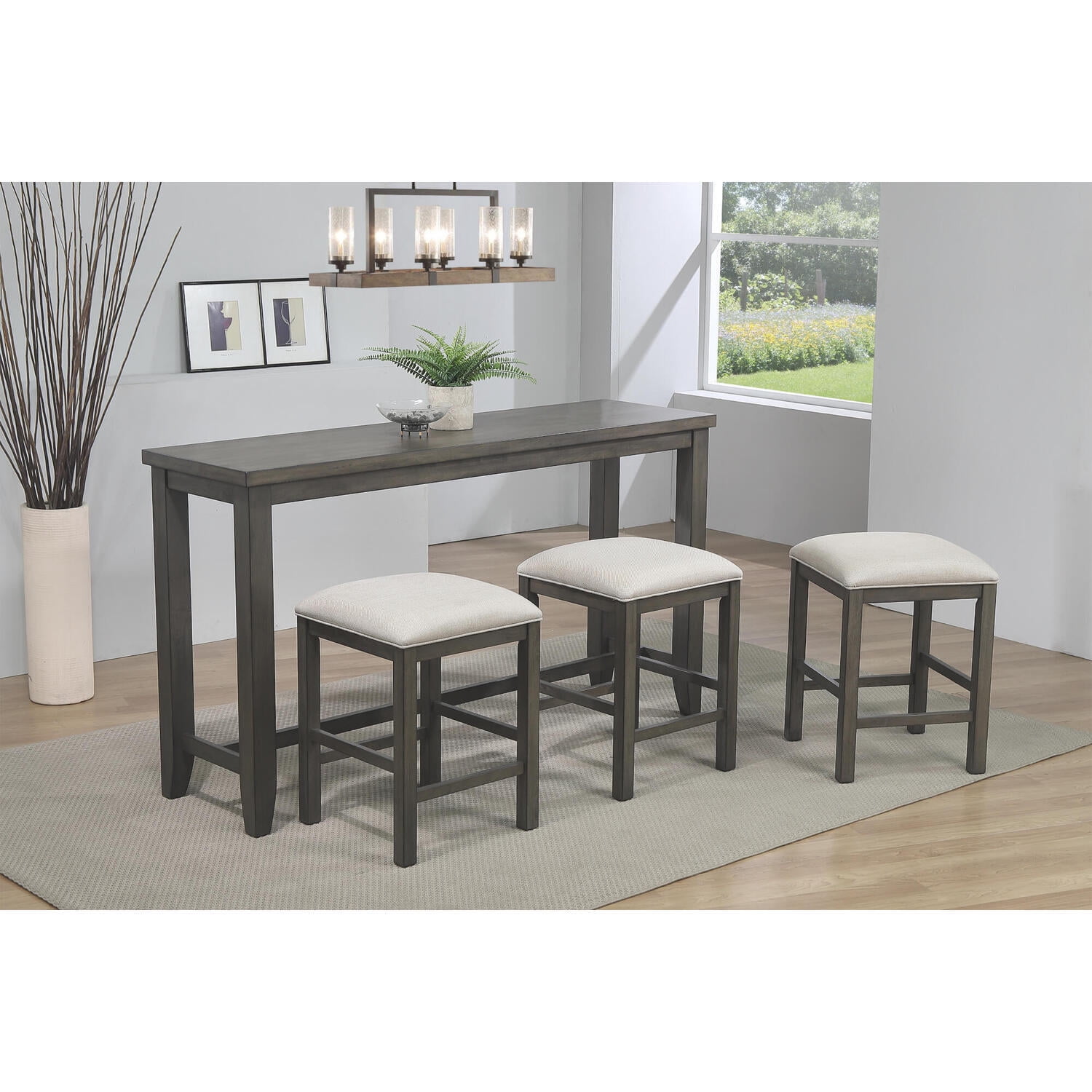 Rectangular Pub Table Set - 65" Counter Height Dining Table with Stools ...