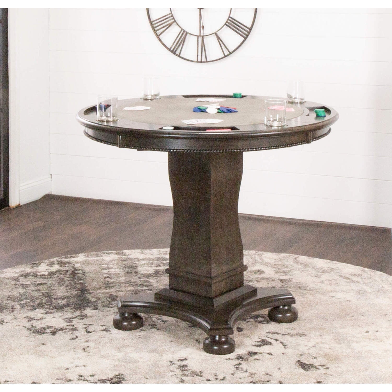Round Counter Height Dining Table - 42.5" Game Table, Poker Table, 3-in ...