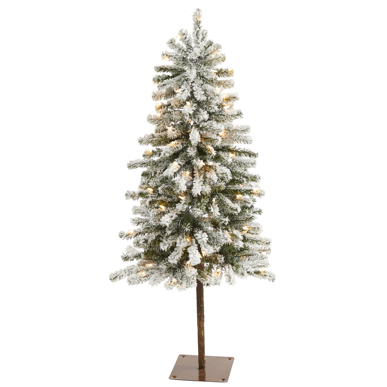 HomeStock 4Ft. Rustic Recluse Alpine Christmas Artificial Tree With 100 ...