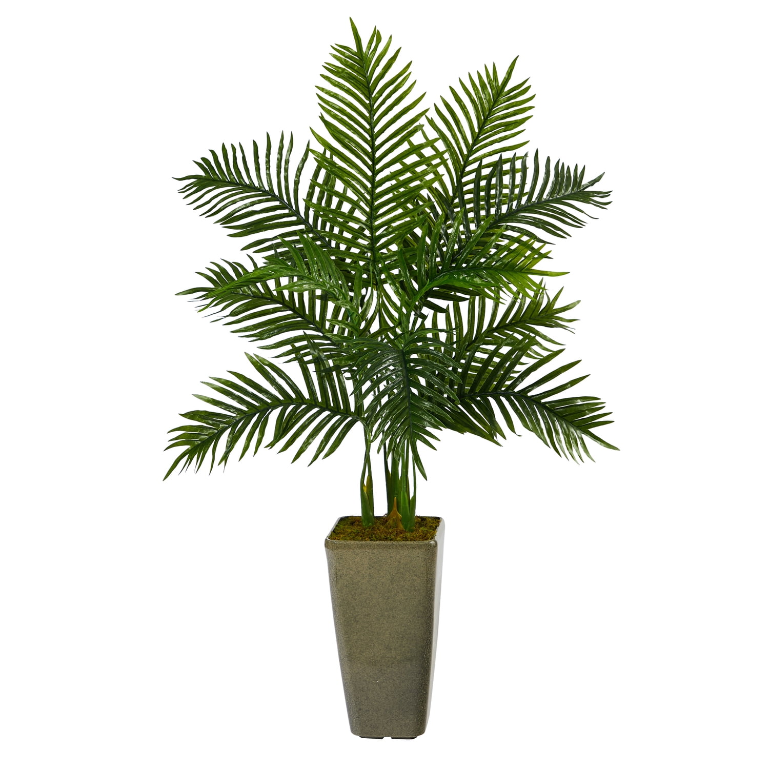 HomeStock 4Ft. Rustic Refinement Palm Artificial Tree In Green Planter ...