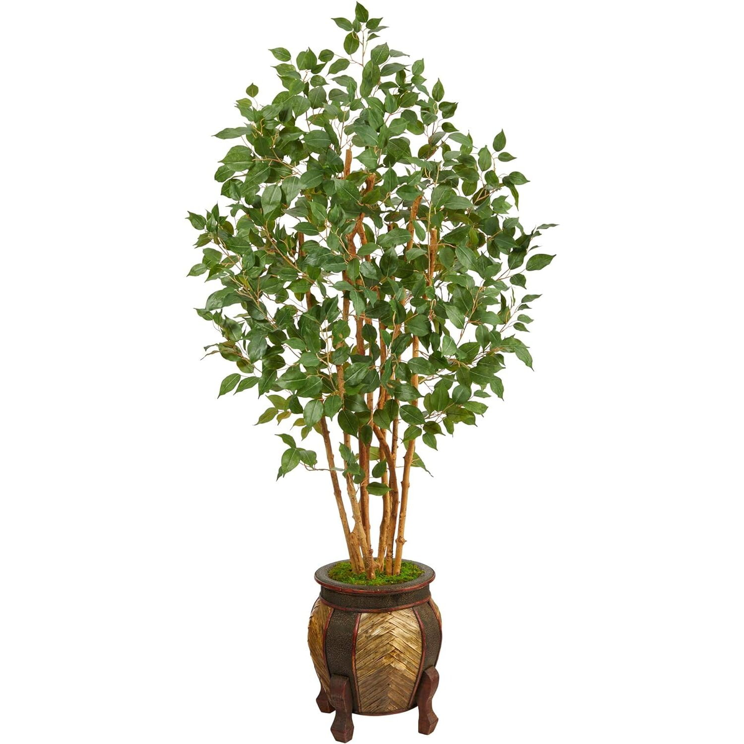 HomeStock 5.5Ft. Handcrafted Haven Bushy Artificial Tree In Decorative ...