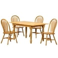 Extendable Dining Set 5 Pc - 48"-60" Table, Arrowback Chairs, Light Oak ...