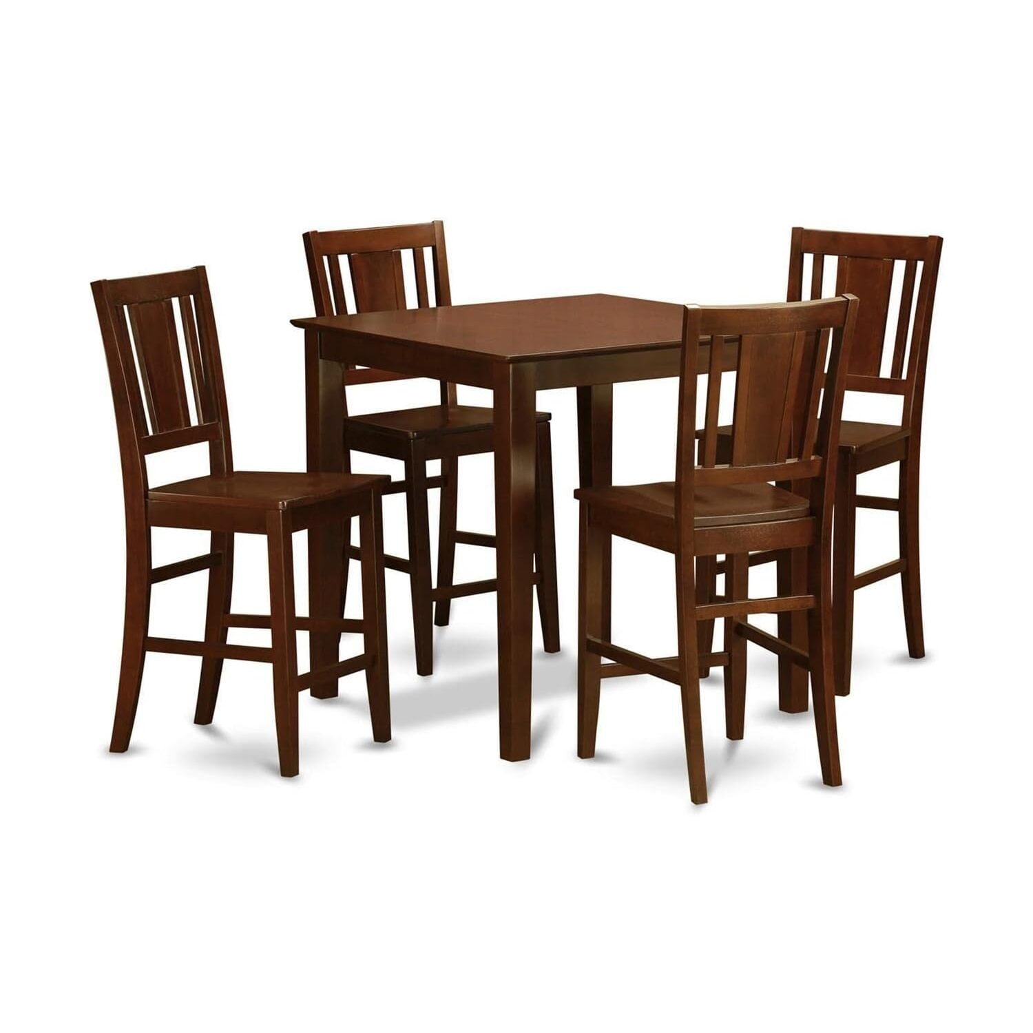 HomeStock 5-Piece Counter Height Square Dining Set, Mahogany Finish, 36 ...