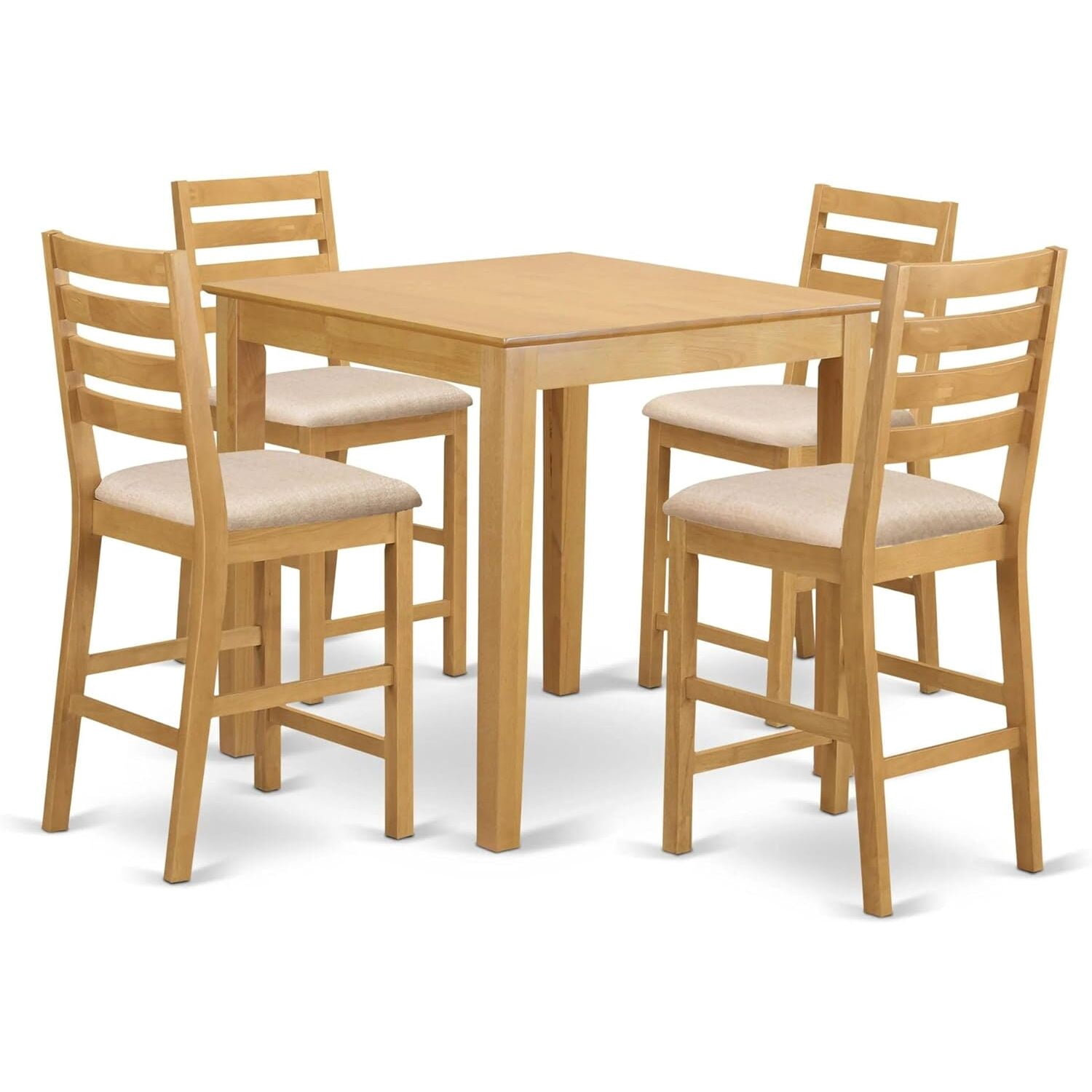 HomeStock 5-Piece Counter Height Square Dining Set, Oak Finish, 36 ...