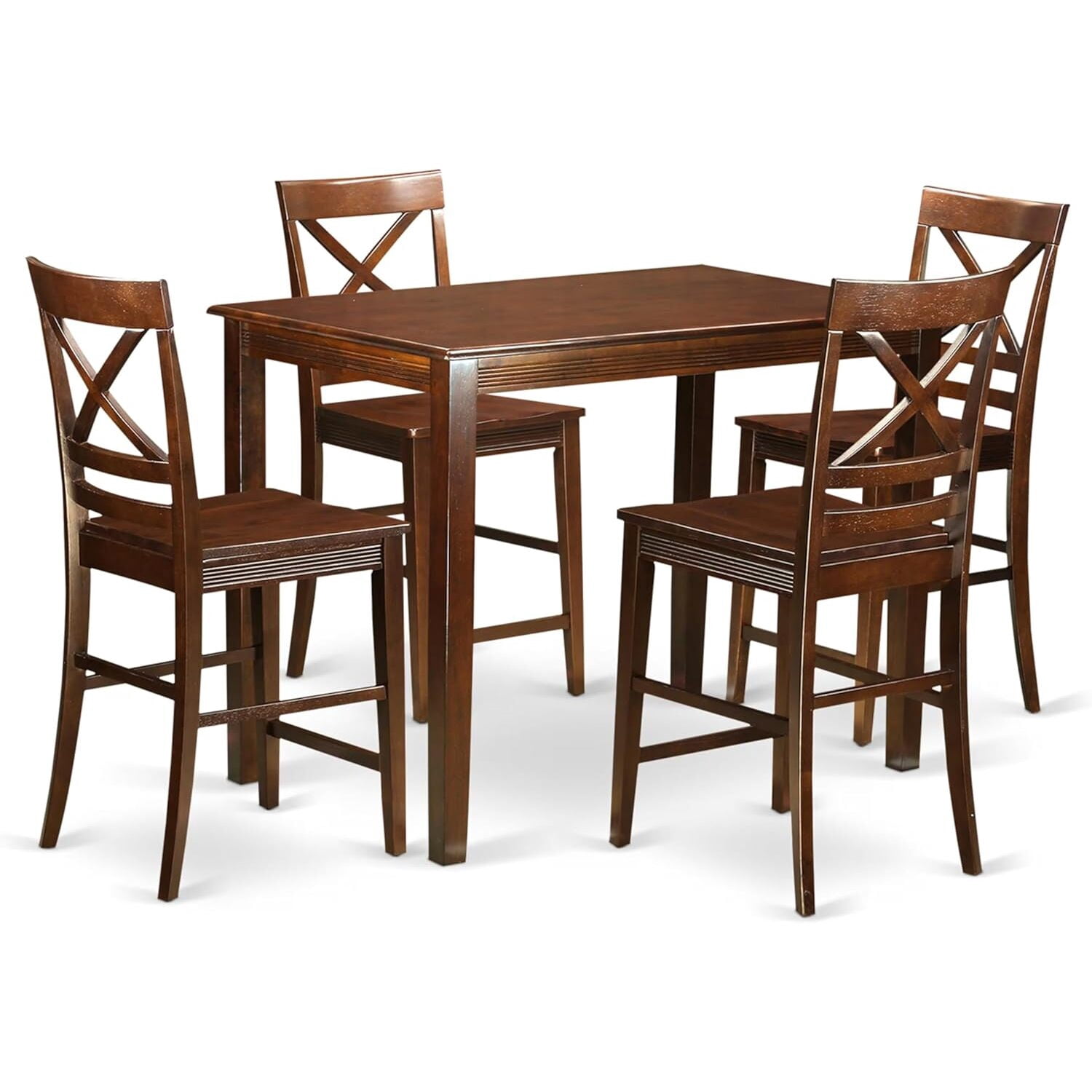 HomeStock 5-Piece Counter Height Table and Chair Set, Mahogany Finish ...