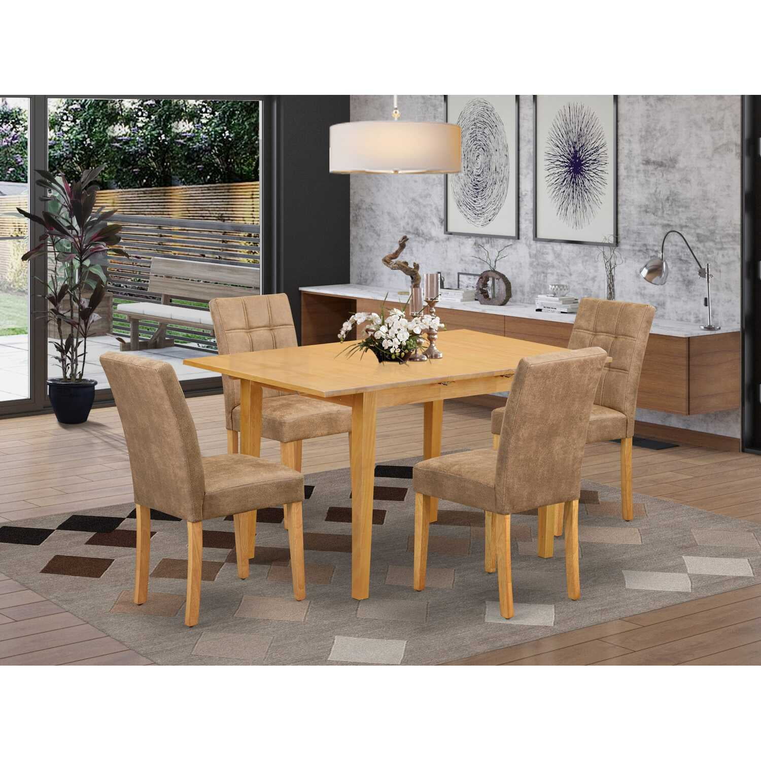 HomeStock 5 Piece Dining Room Set Consist Of A Rectangle Kitchen Table ...