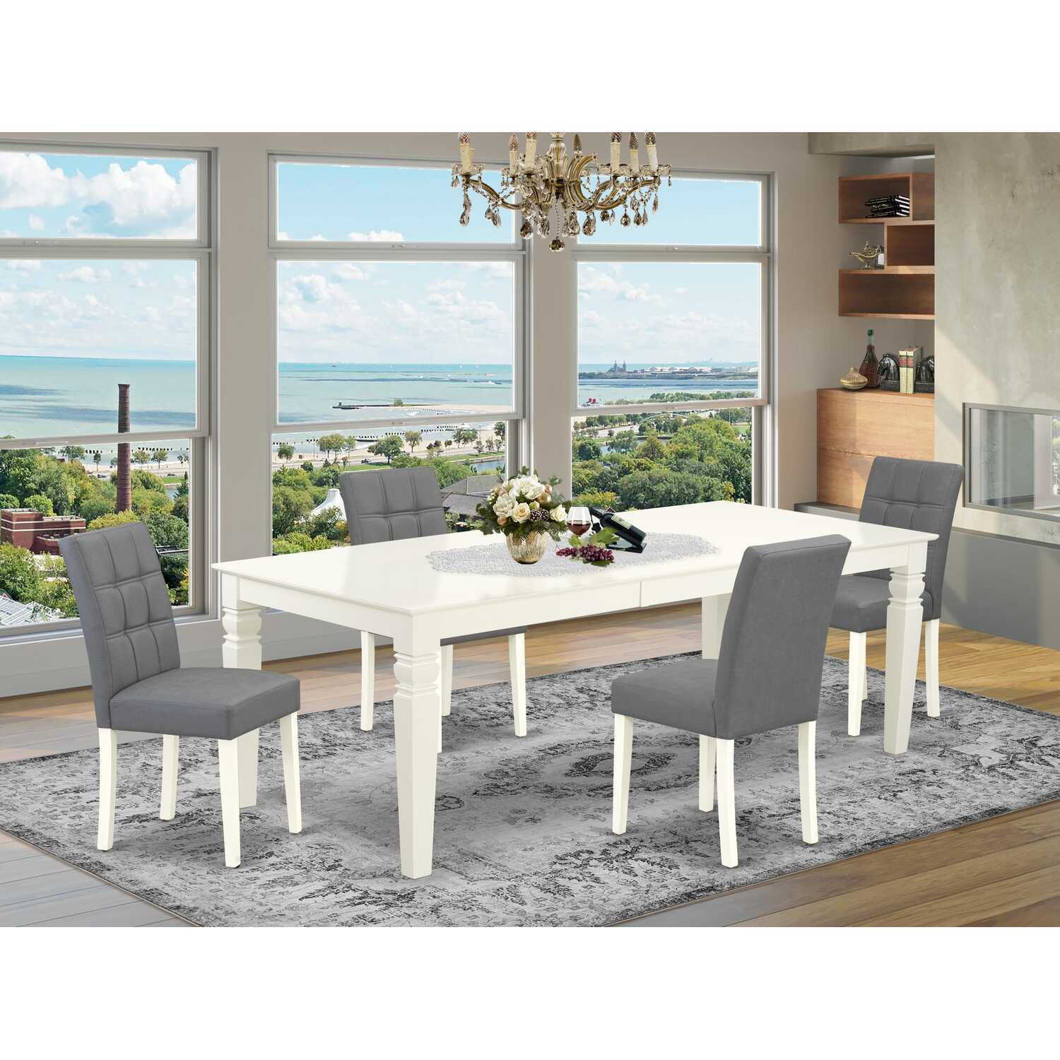 HomeStock 5 Piece Dining Set Consist Of A Rectangle Kitchen Table With ...