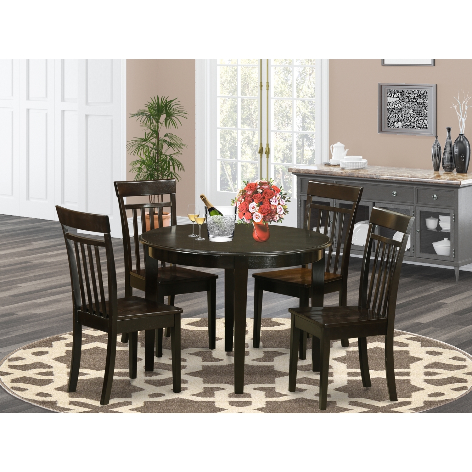 Boho Dining Table Set - 5 Piece Kitchen Table with Chairs - Modern ...