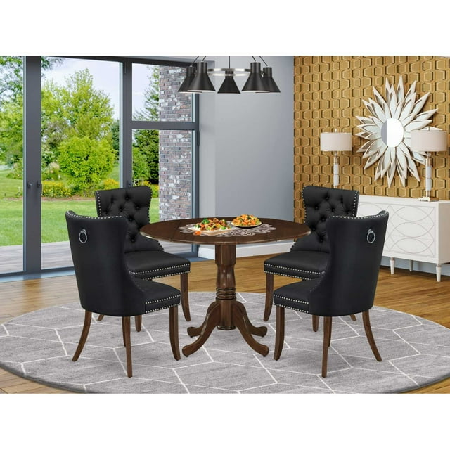 HomeStock 5 Piece Kitchen Table Set Contains A Round Dining Table With ...