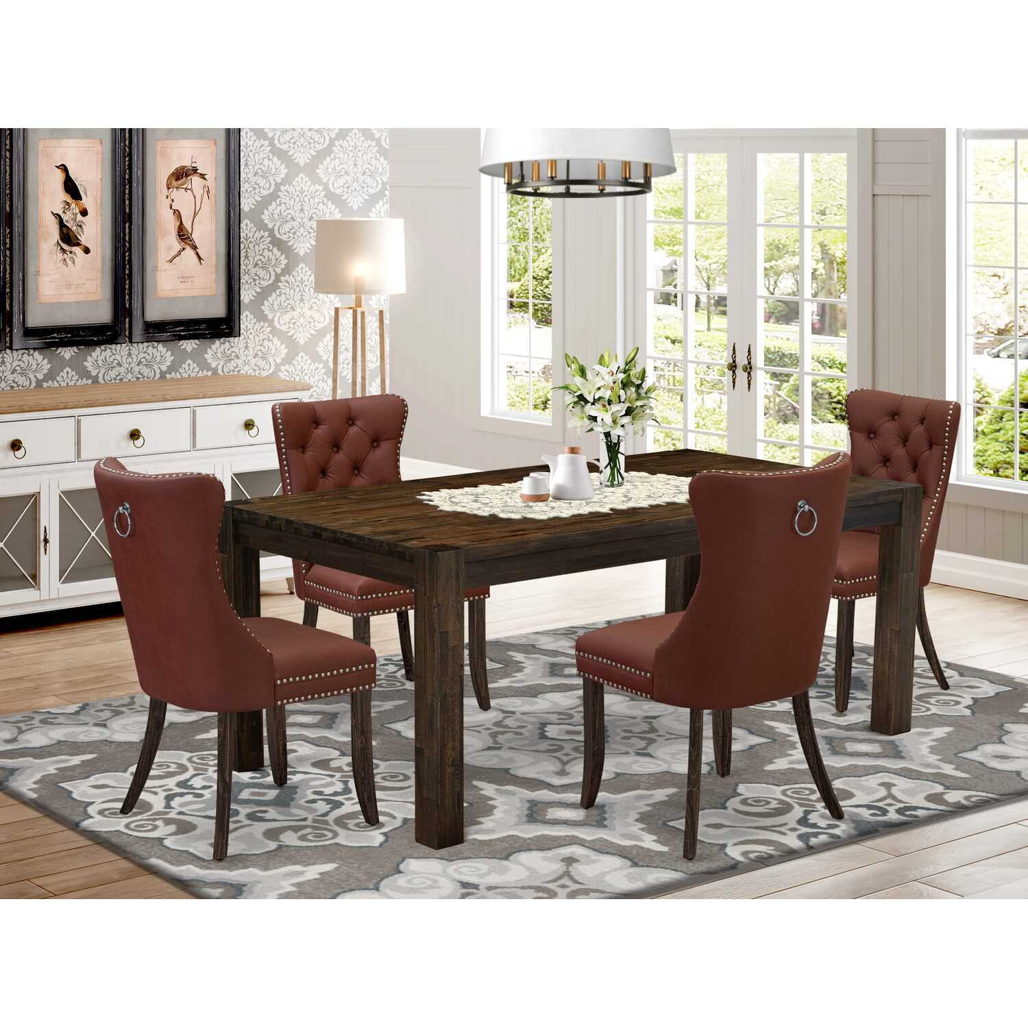 HomeStock 5 Piece Modern Dining Set Contains A Rectangle Suburban ...