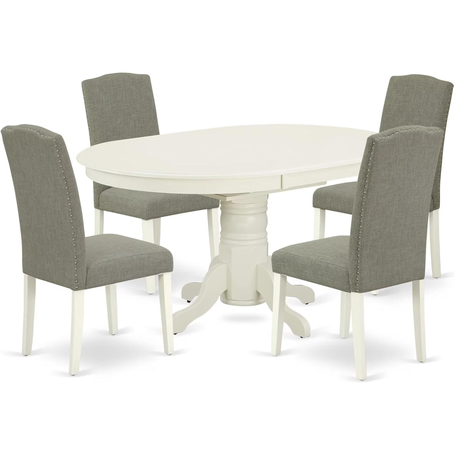 HomeStock 5 Piece Modern Dining Table Set Includes an Oval Wooden Table ...