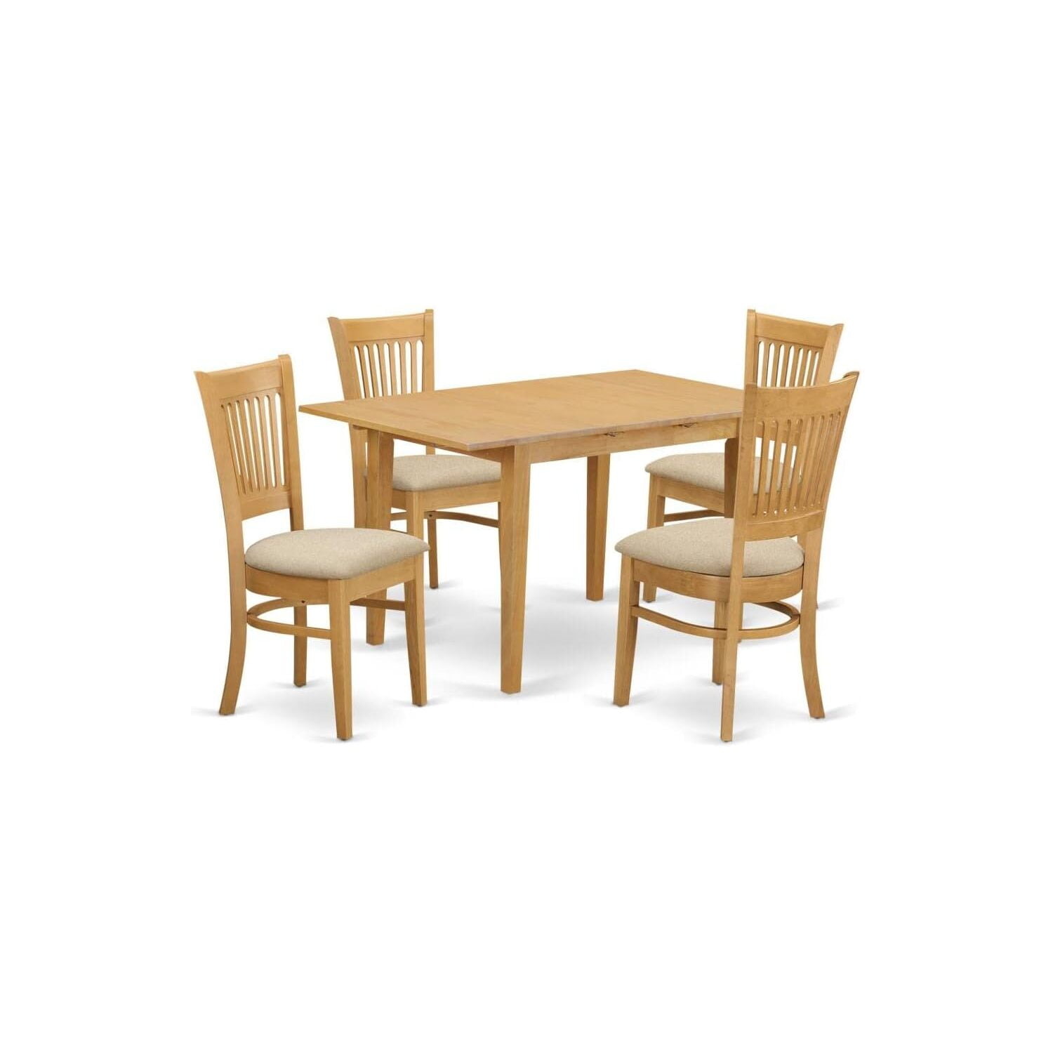 HomeStock 5-Piece Rectangular Kitchen Table Set, Oak Finish, 32" x 54 ...