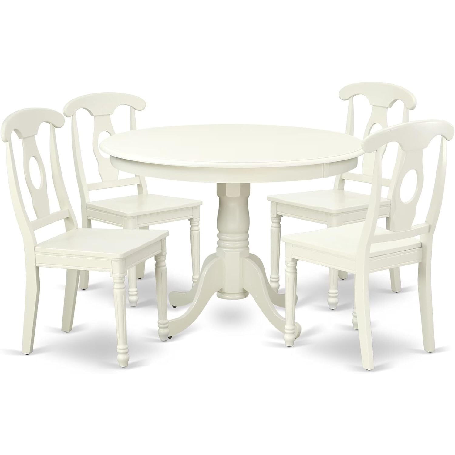 HomeStock 5-Piece Round 42 Inch Table and 4 Panel Back Chairs, Linen ...